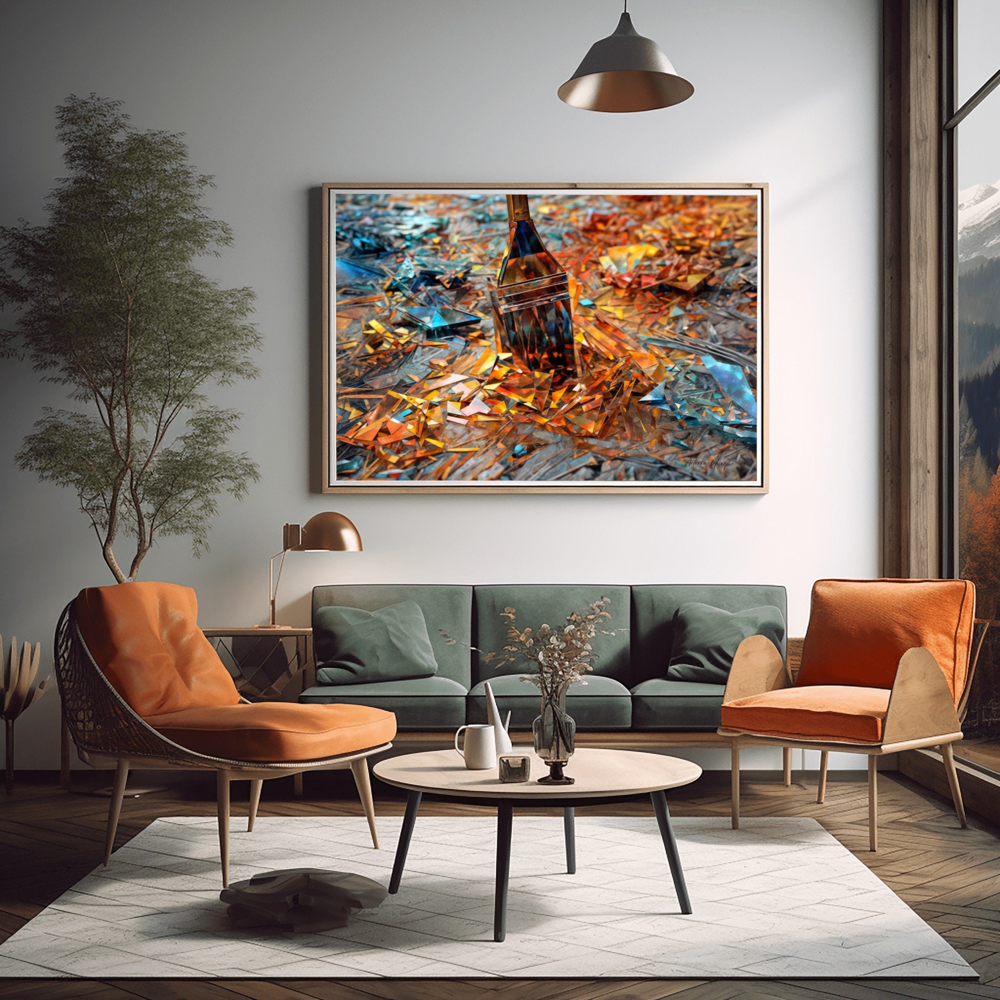 Fragmented Brushstroke Digital Abstract Art Modern Minimalist Wall ...