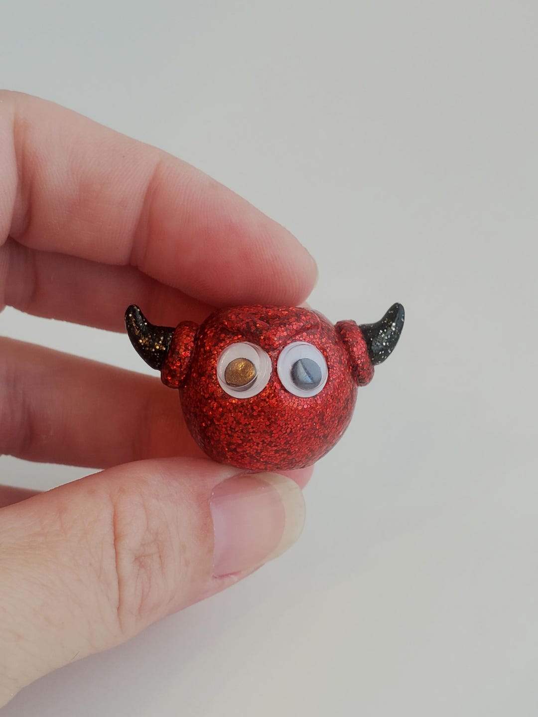 Angry Red Devil With Googly Eyes High Intensity Glitter Polymer Clay ...