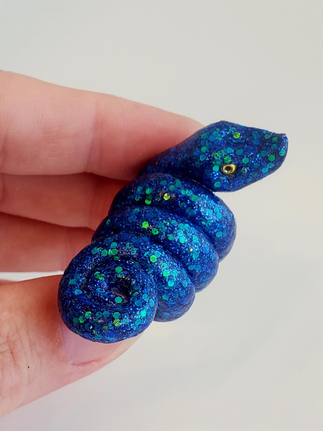 9 Mm Cobalt Blue Glitter Infused Polymer Clay Snake Dreadlock Bead ...