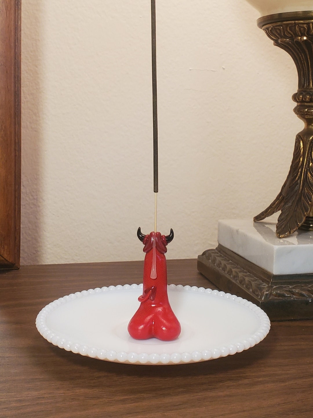 Hand Sculpted Fire Red Polymer Clay Devil Dick Incense Burner / Cute ...