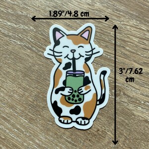 Calico Cat Drinking Boba Sticker | Bubble Tea | Die Cut Sticker ...