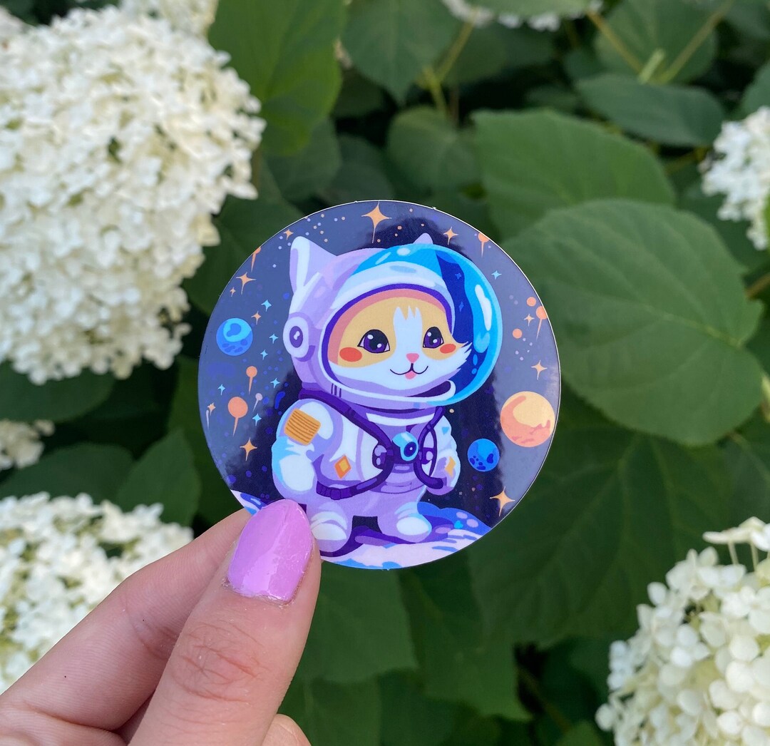 Astronaut Space Galaxy Cat Sticker | Glossy Cat Sticker | Die Cut ...