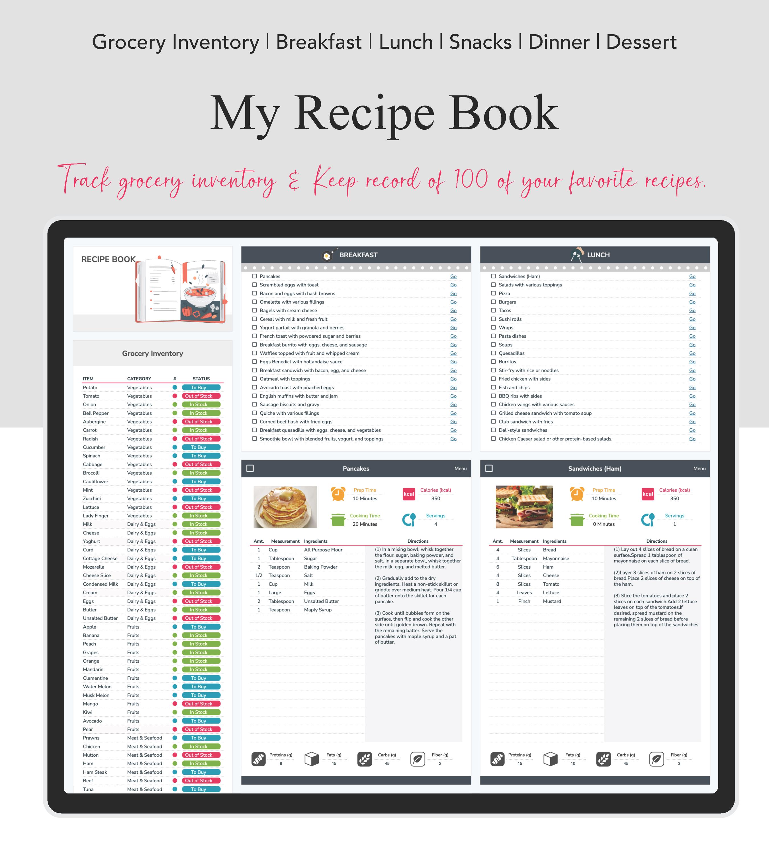 Weekly Meal Planner Spreadsheet: Calorie & Expense Tracker (google ...