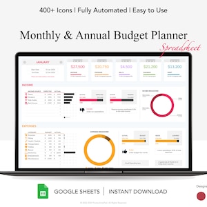Annual Budget Planner: Google Sheets Financial Tracker (digital ...