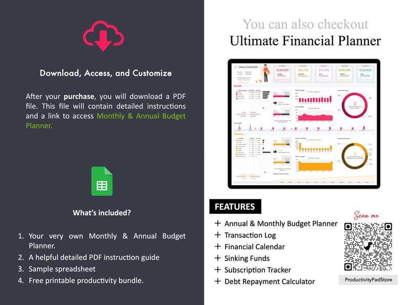 Annual Budget Planner: Google Sheets Financial Tracker (digital ...