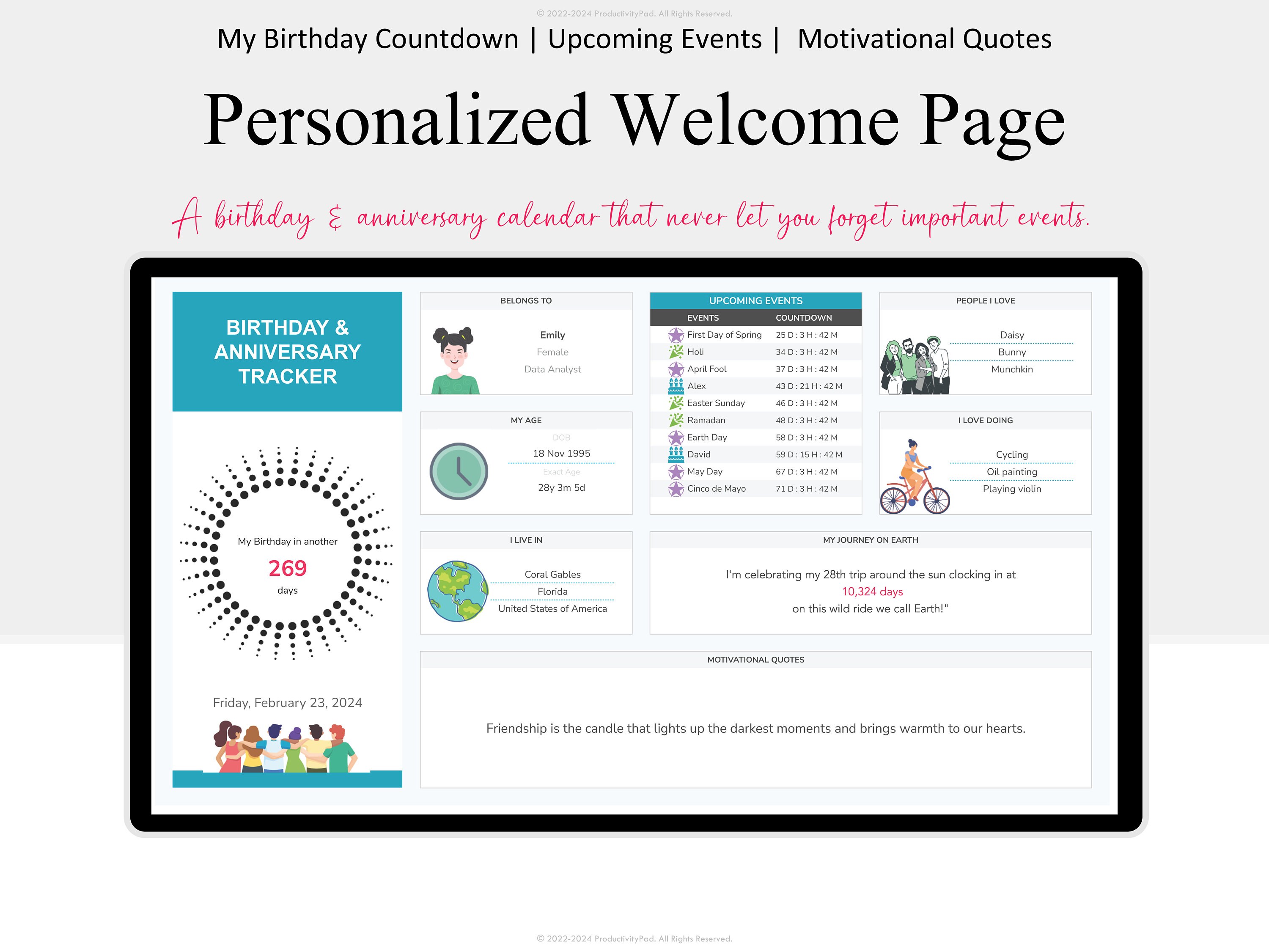 Birthday & Anniversary Tracker Spreadsheet for Google Sheets (digital ...
