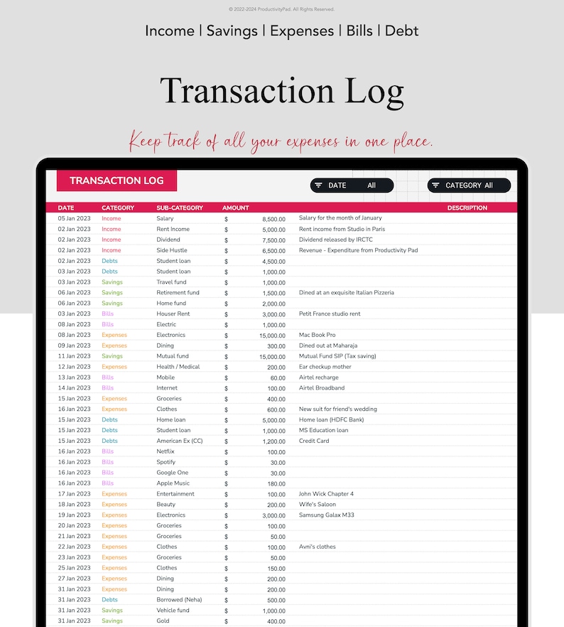 Financial Planner: Budget, Debt, Subscription Tracker (google Sheets) - Etsy