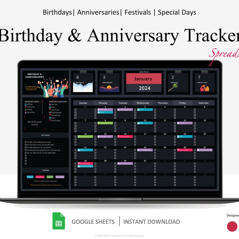 Birthday Tracker - Etsy