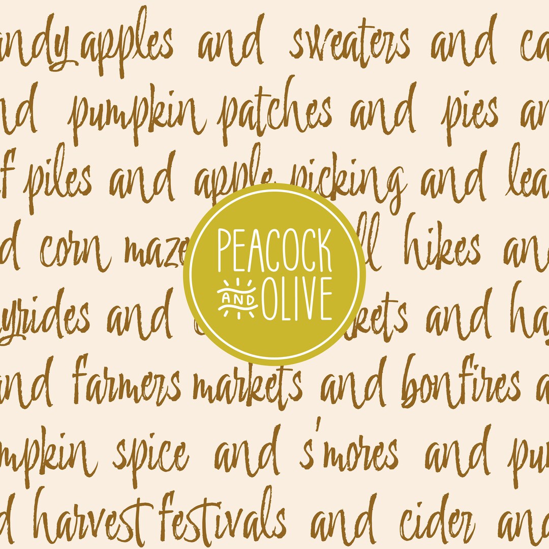 Seamless Pattern Fall Words | Digital Download File for Fabric | Autumn ...