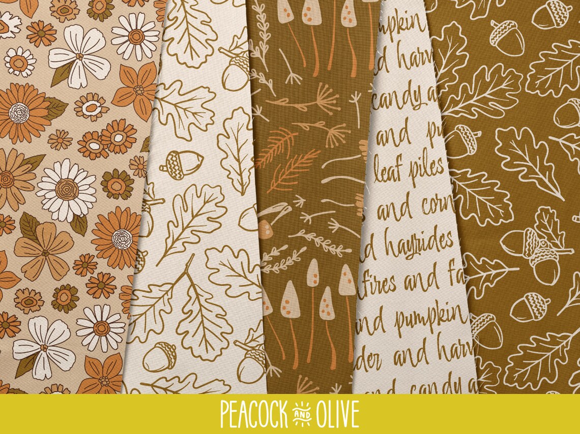 Seamless Pattern Boho Digital File for Fabric Fall Flowers Autumn ...