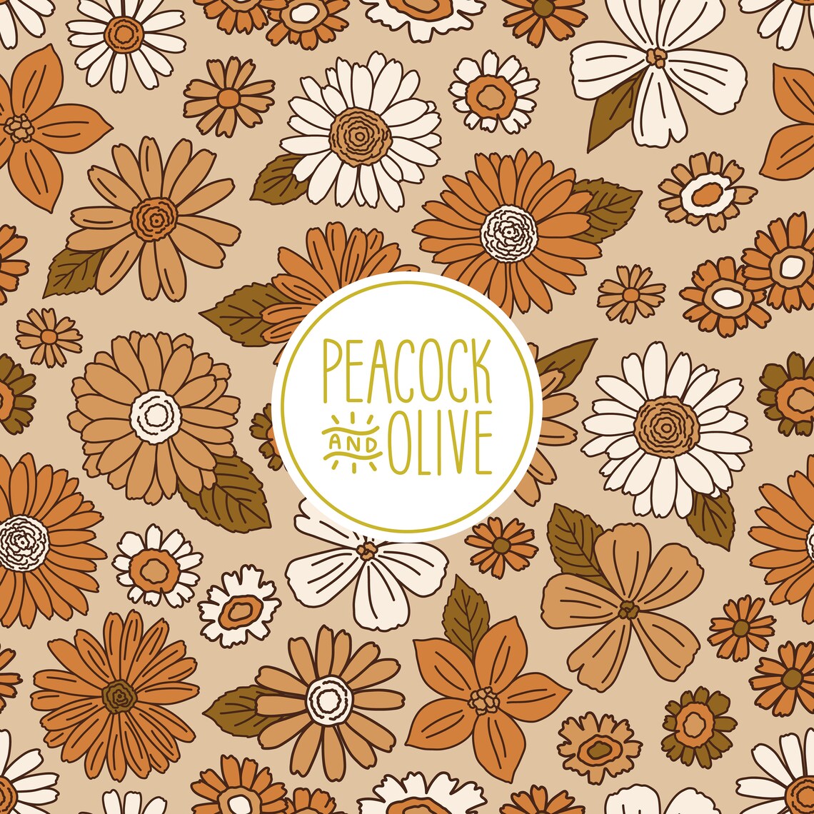 Seamless Pattern Boho Digital File for Fabric Fall Flowers Autumn ...