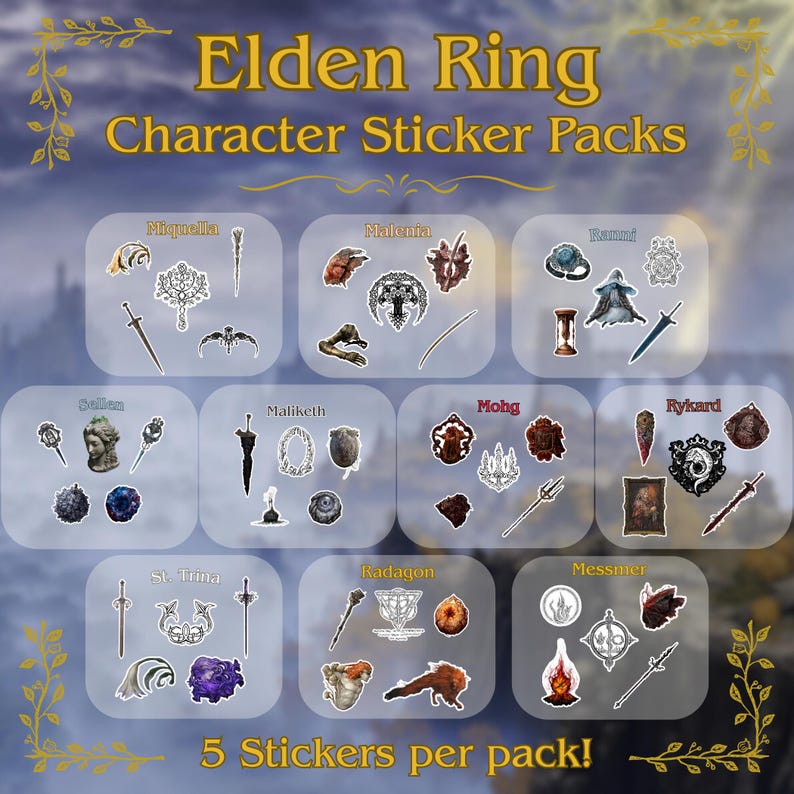 Elden Ring Stickers Character Sticker Pack for Gaming PC, Laptop ...