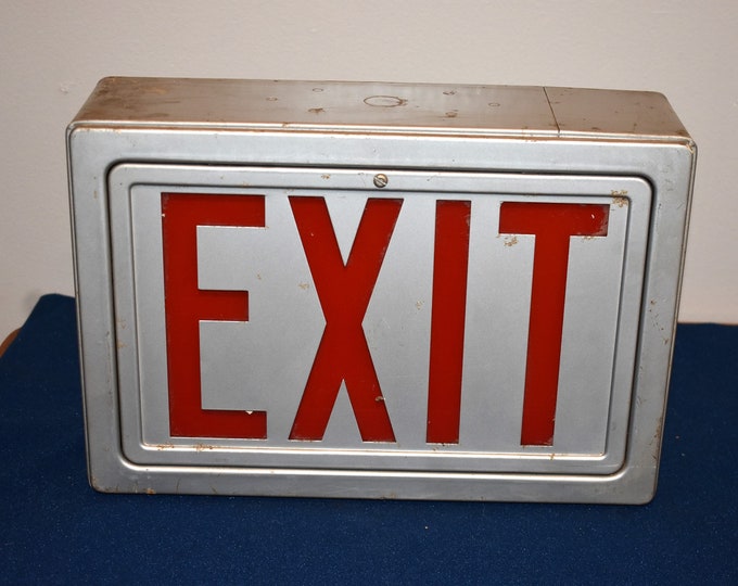Vintage 1950s 1960’s Fluorescent Lighted Exit Sign Advertising Fixture ...