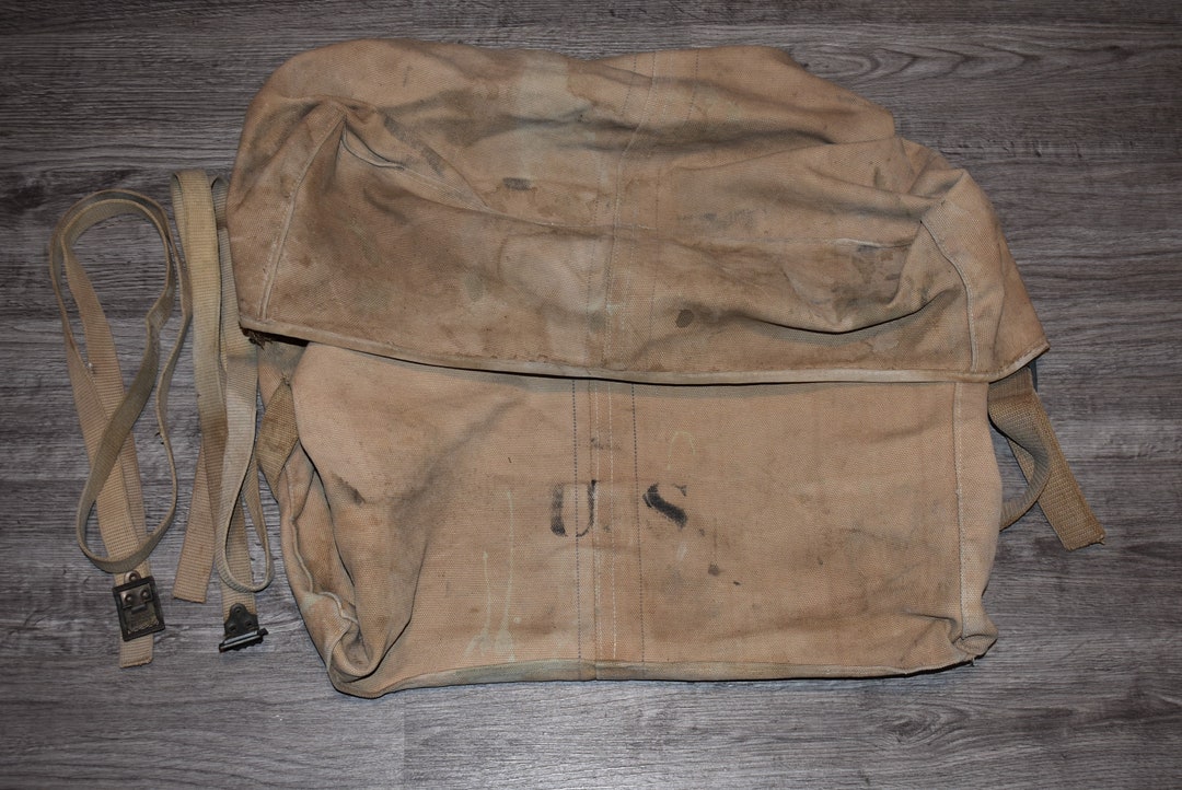 Vintage WWI Antique US Army Cavalry Canvas Pannier Pack Bag With Straps ...