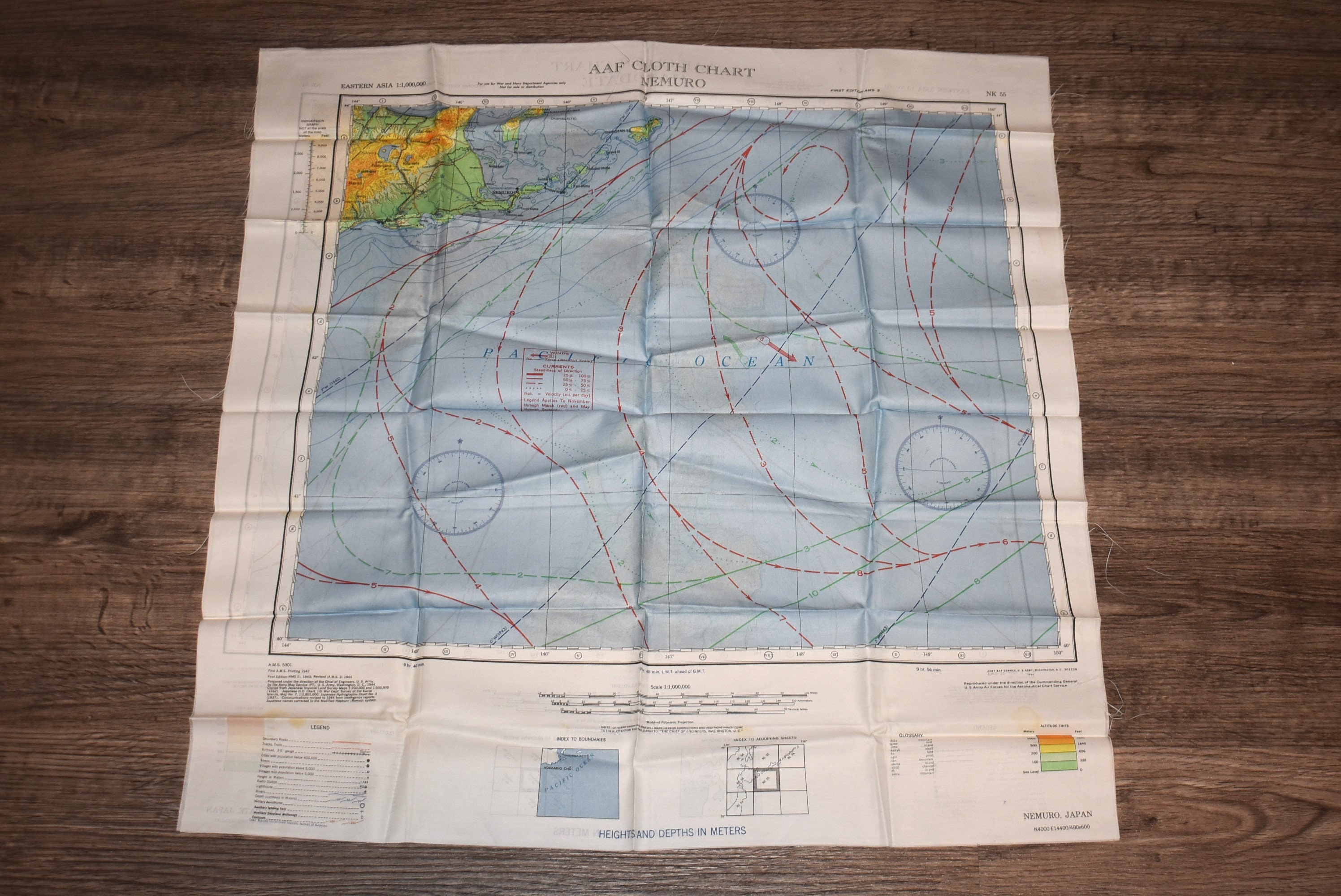 WWII 1943 US Army Air Force Pilots Escape Silk Map Hakodate Nemuro ...
