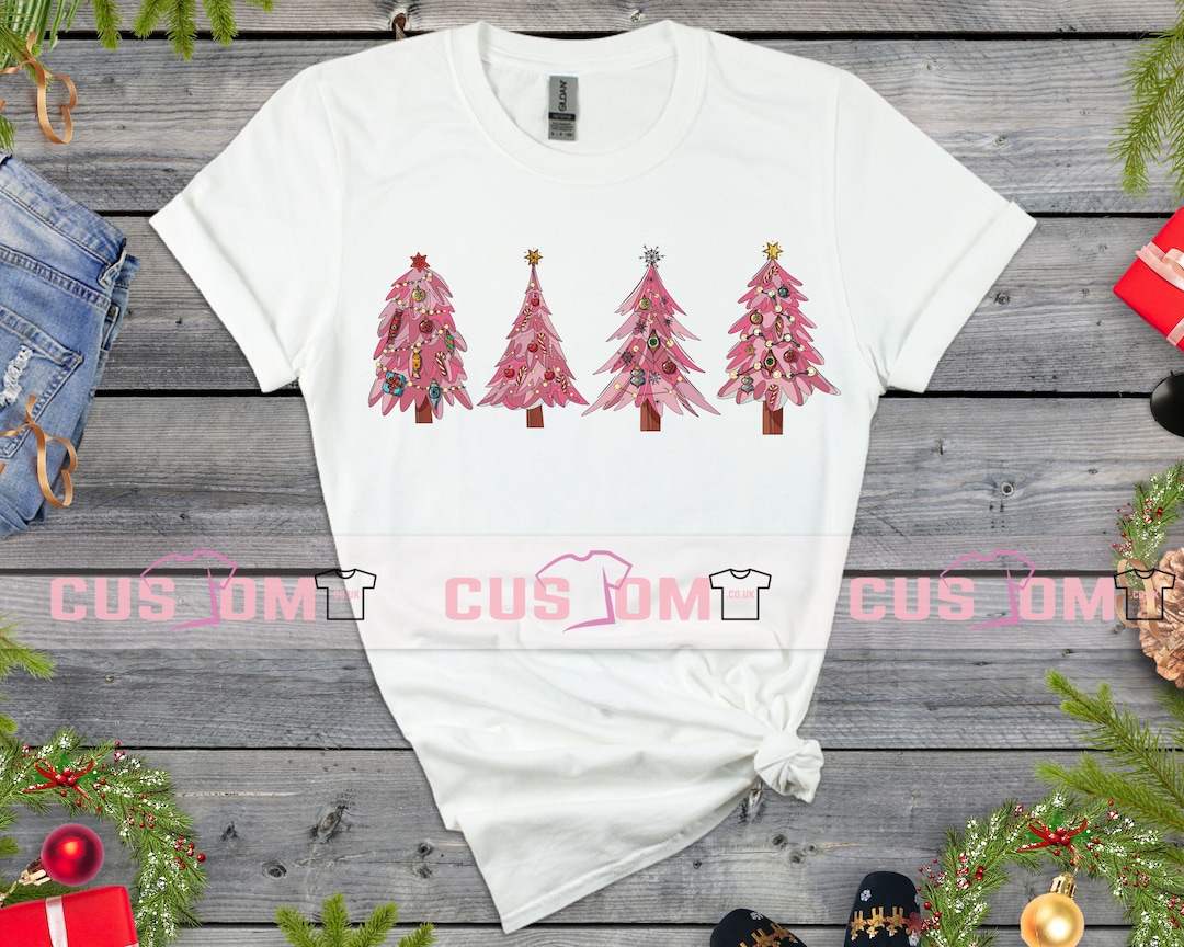 Pink Christmas Tree T-shirt: Matching Family Holiday Tee - Etsy UK
