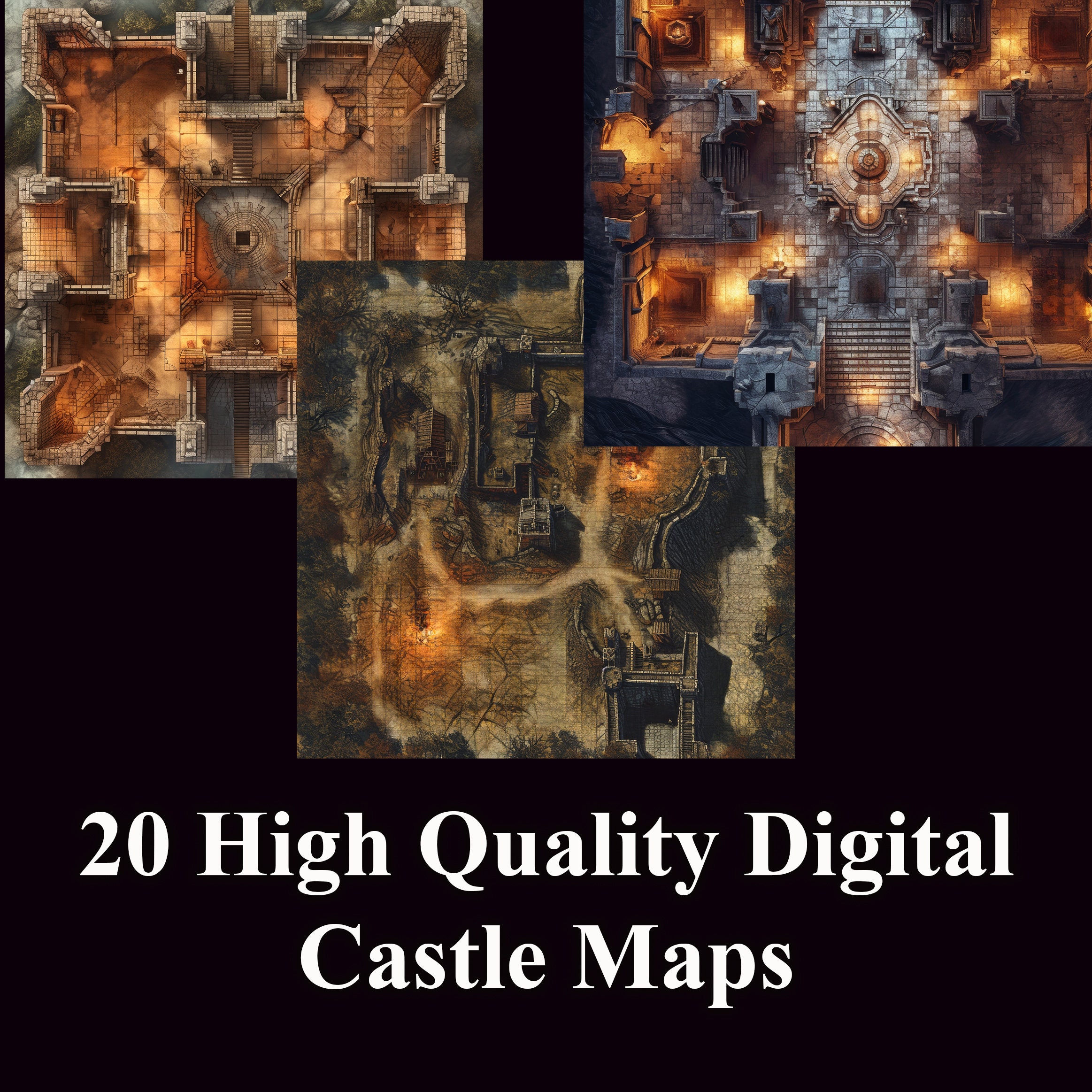 20 High Quality Digital Castle Combat Maps (for Use in D&D or Other ...
