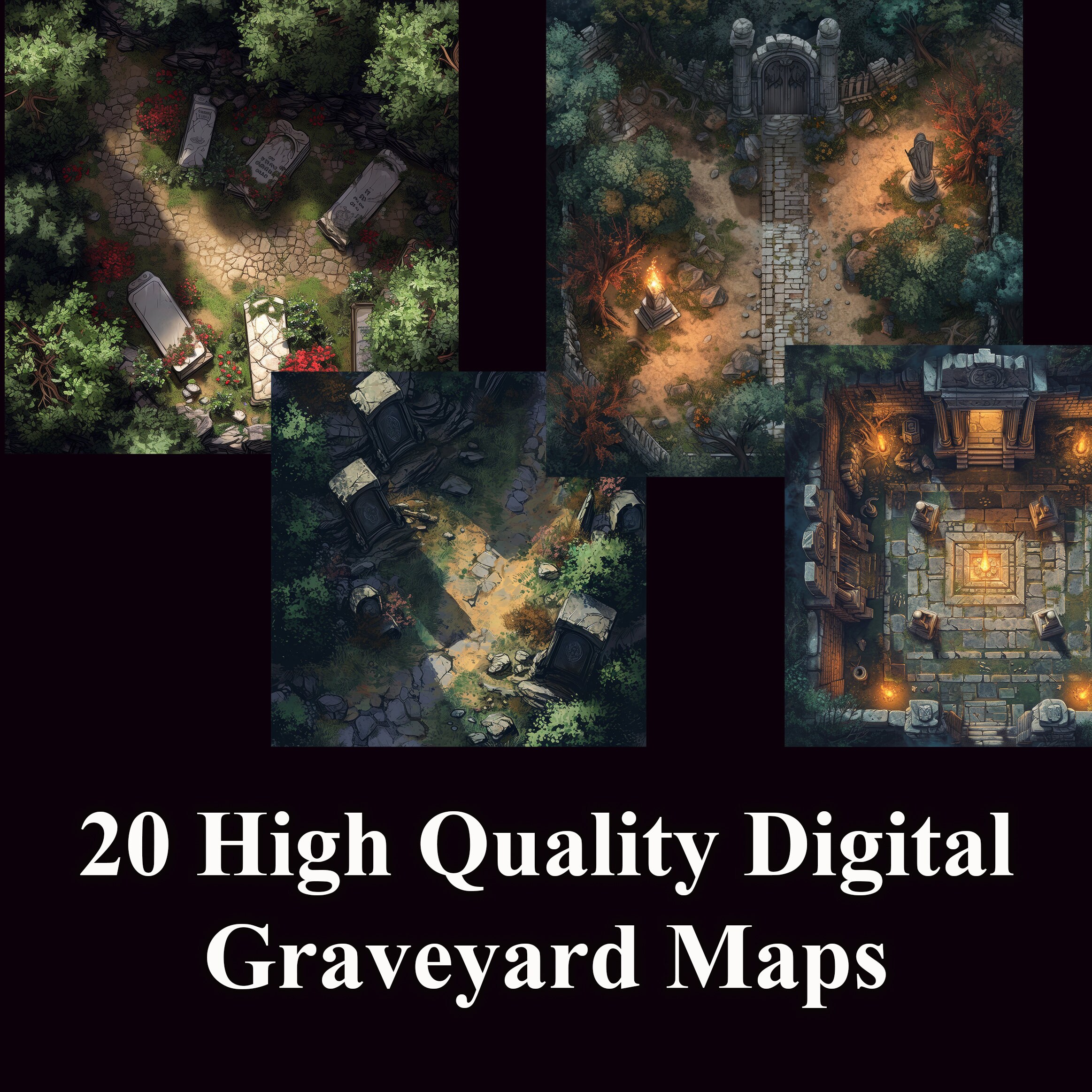 20 High Quality Digital Graveyard Combat Maps (for Use in D&D or Other ...