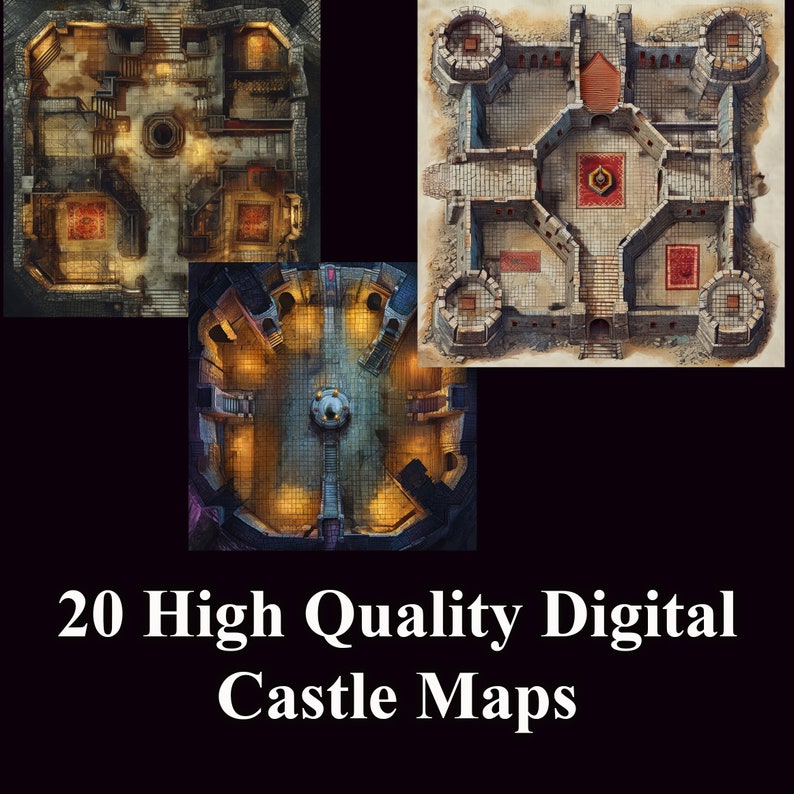 20 High Quality Digital Castle Combat Maps (for Use in D&D or Other ...