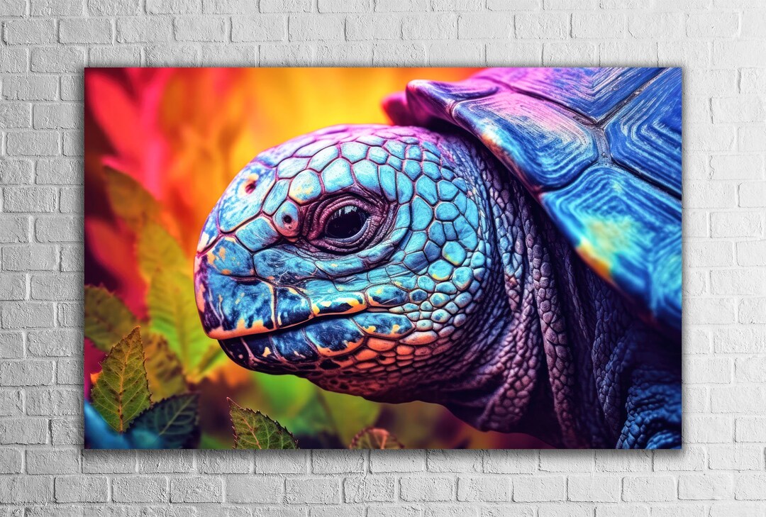 Colorful Turtle Wall Art, Tempered Glass Print, Modern Home Decoration ...