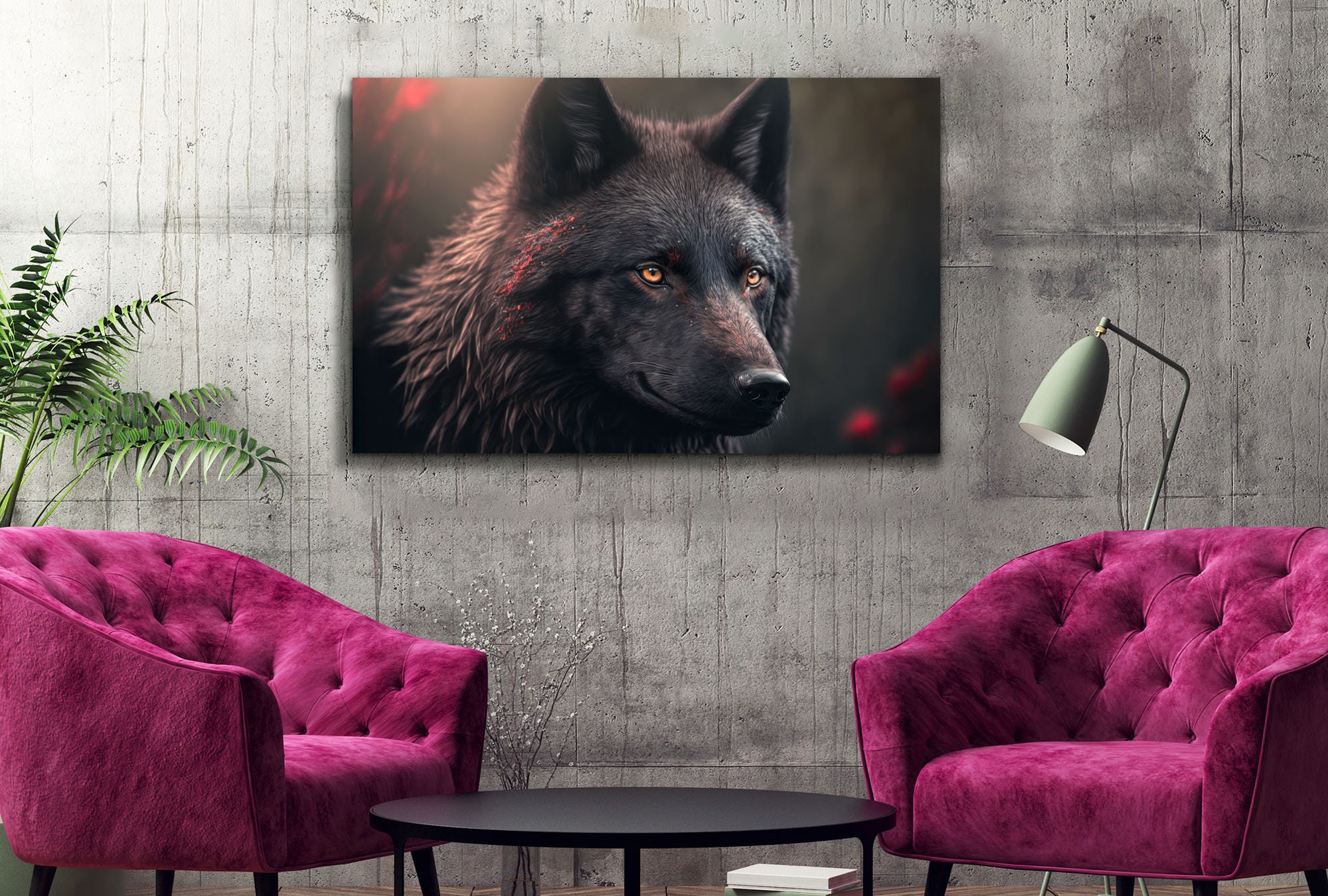Black Wolf Wall Art, Tempered Glass Animal Print, Wildlife Home Decor ...