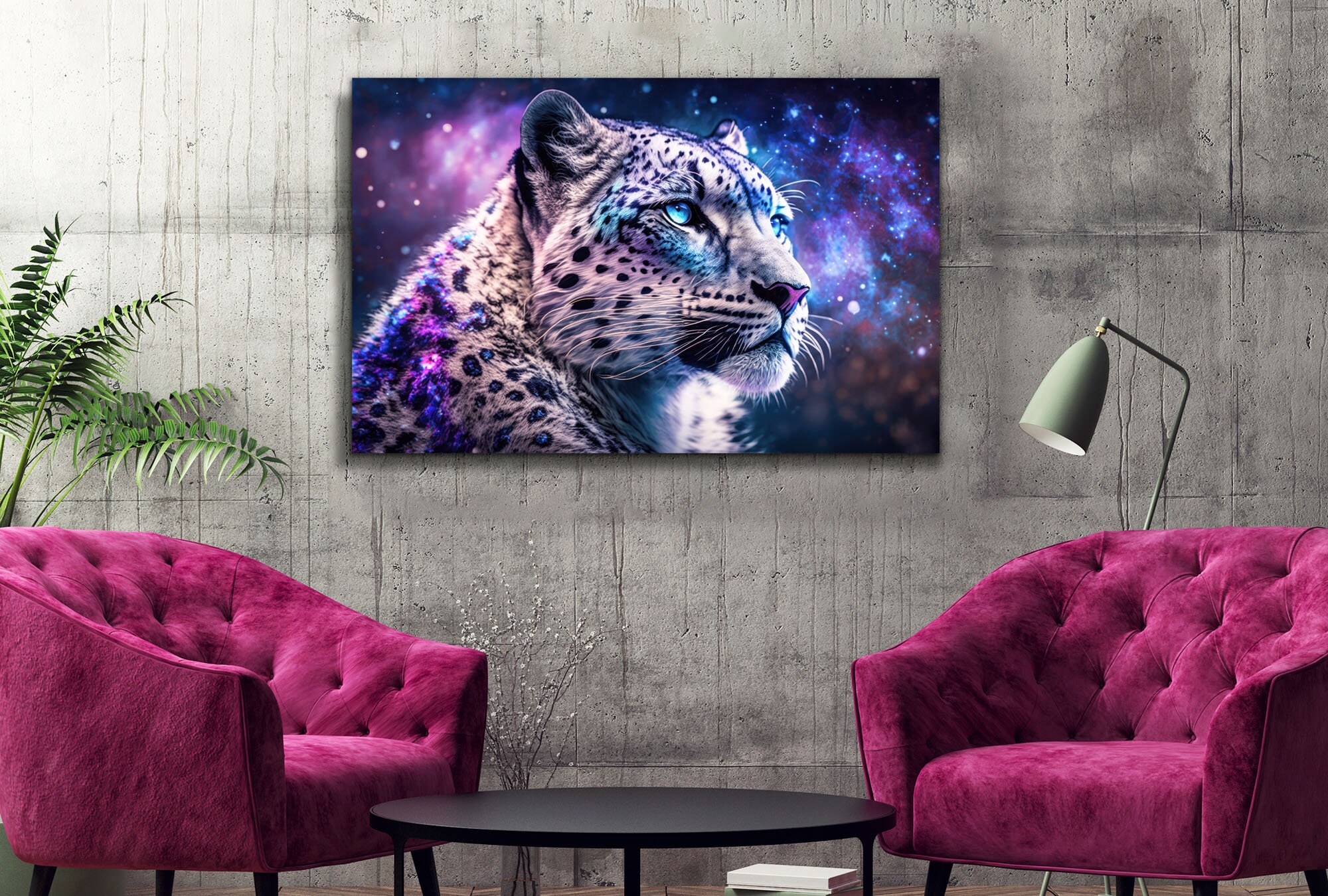 Cosmic Snow Leopard Wall Art Print, Tempered Glass Artwork, Galaxy ...