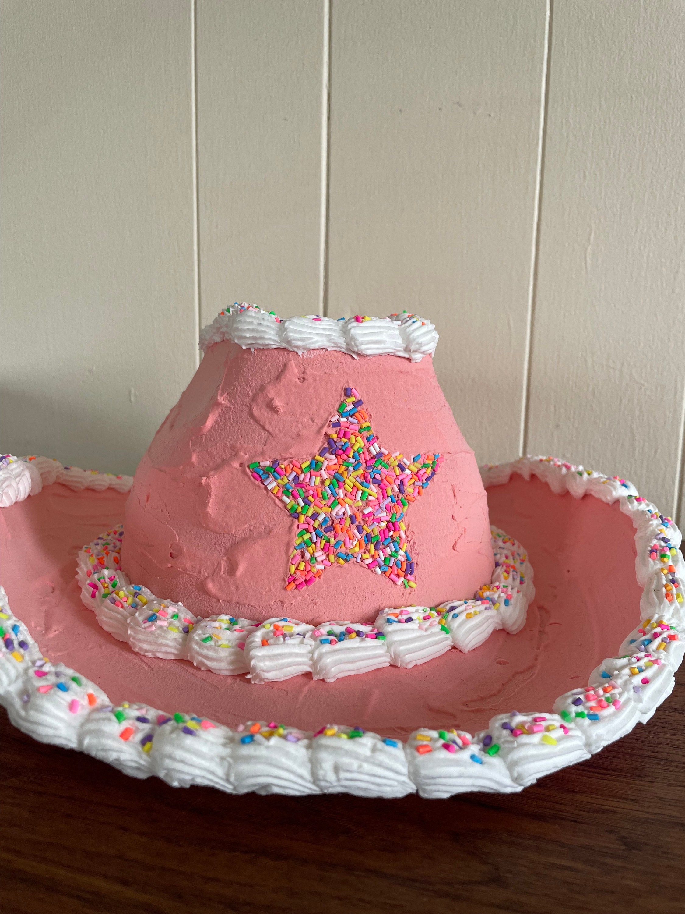 Rainbow Ryder Custom Fake Cake Hat Wearable Art Cowgirl Hat Cowboy Hat ...