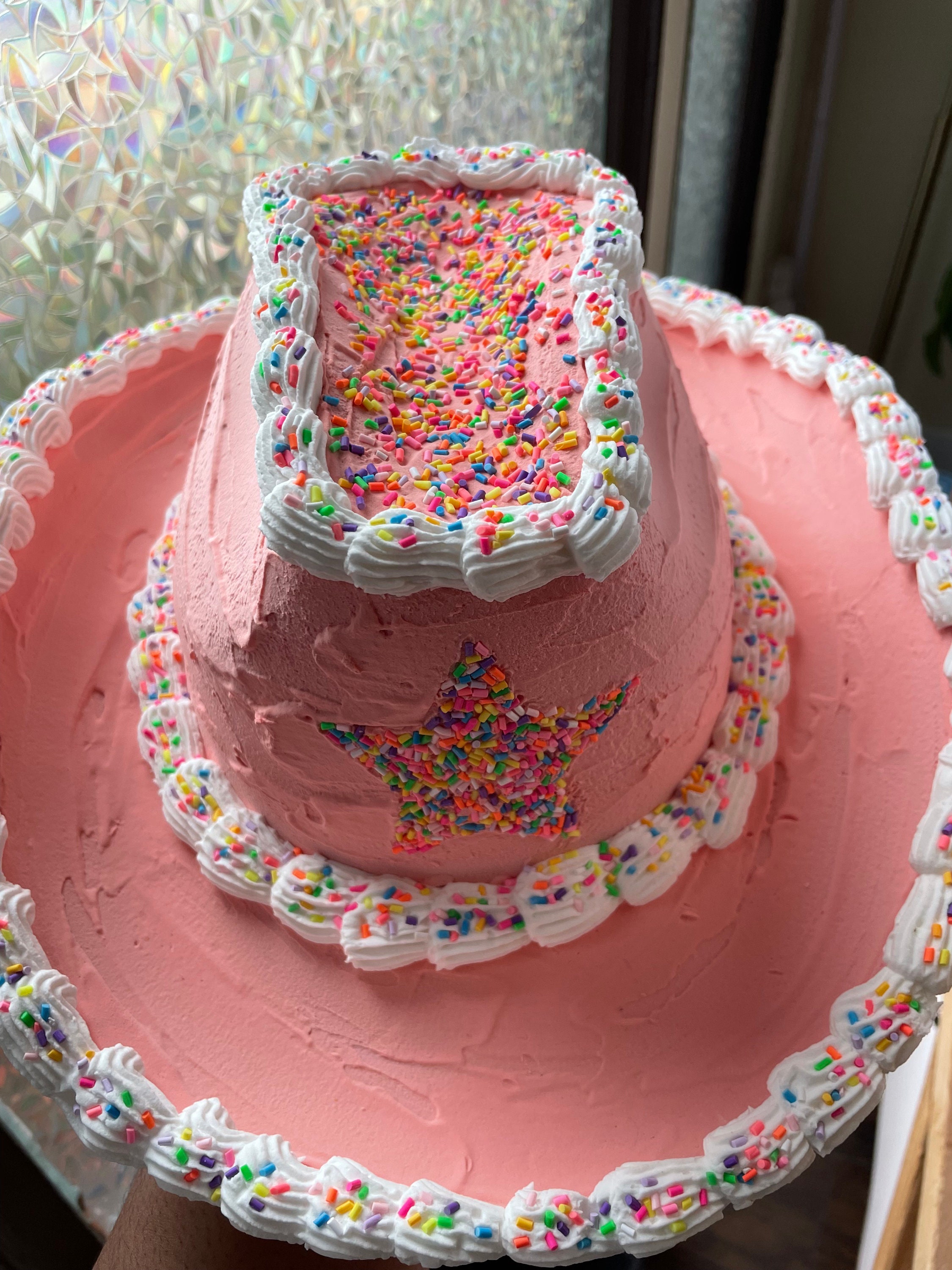 Rainbow Ryder Custom Fake Cake Hat Wearable Art Cowgirl Hat Cowboy Hat ...