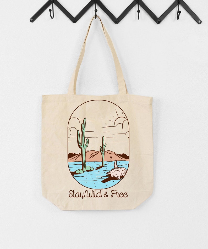 Stay Wild & Free Canvas Tote Bag, Wander Often, Wanderlust, Travel ...