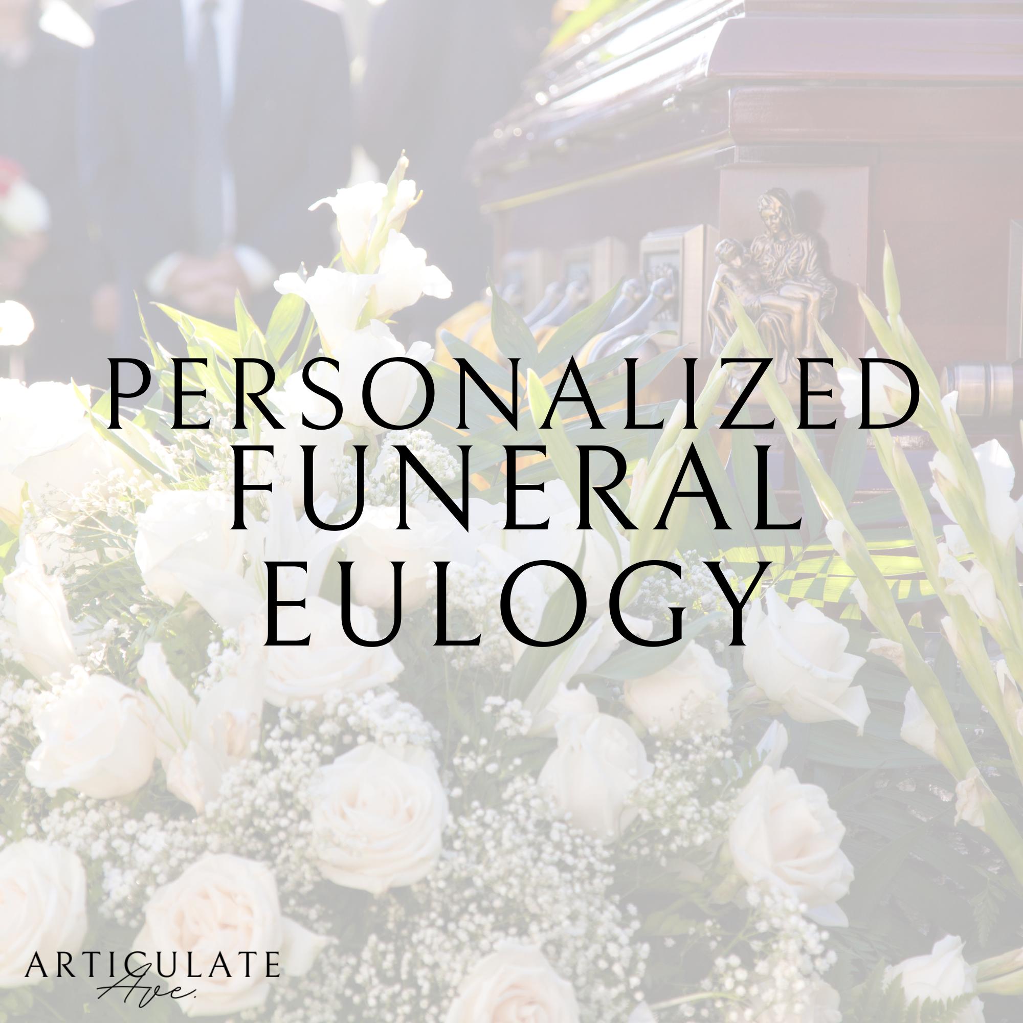 Eulogy Template, Personalized Eulogy, Celebration of Life, in Memory of ...