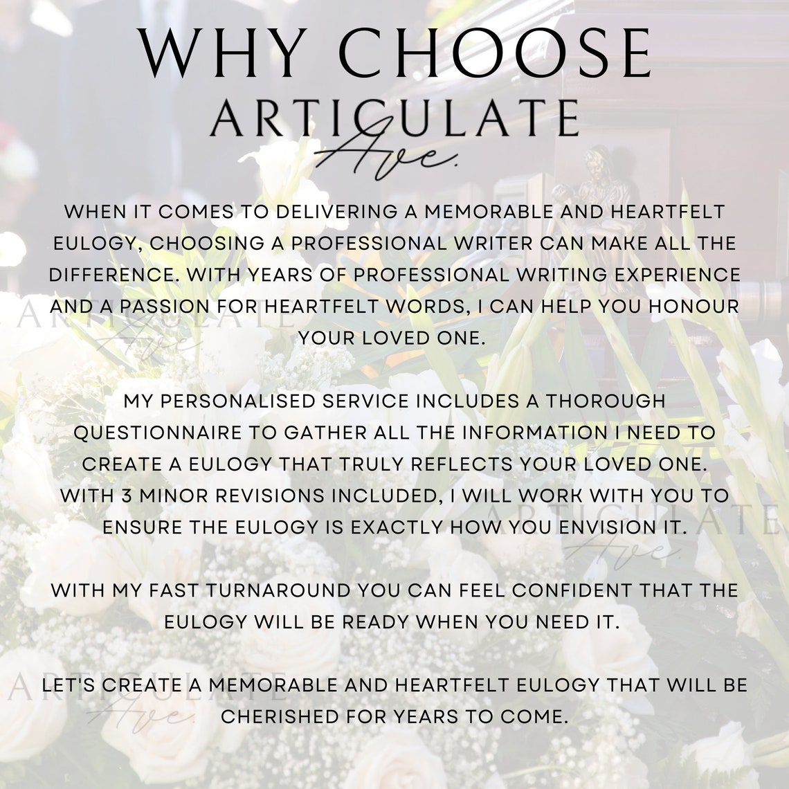Eulogy Template, Personalized Eulogy, Celebration of Life, in Memory of ...