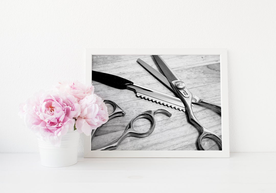 Fine Art Salon Shears Print - Modern Black and White Salon Fine Art ...