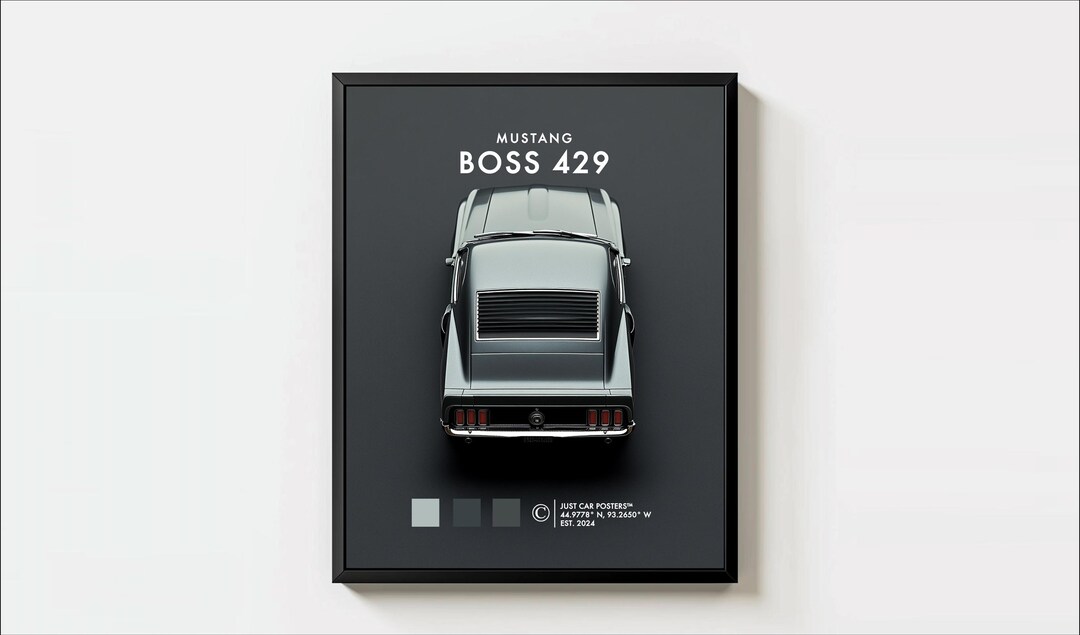 Mustang Boss 429 Poster, Mustang Super Car Posters, Car Photography ...