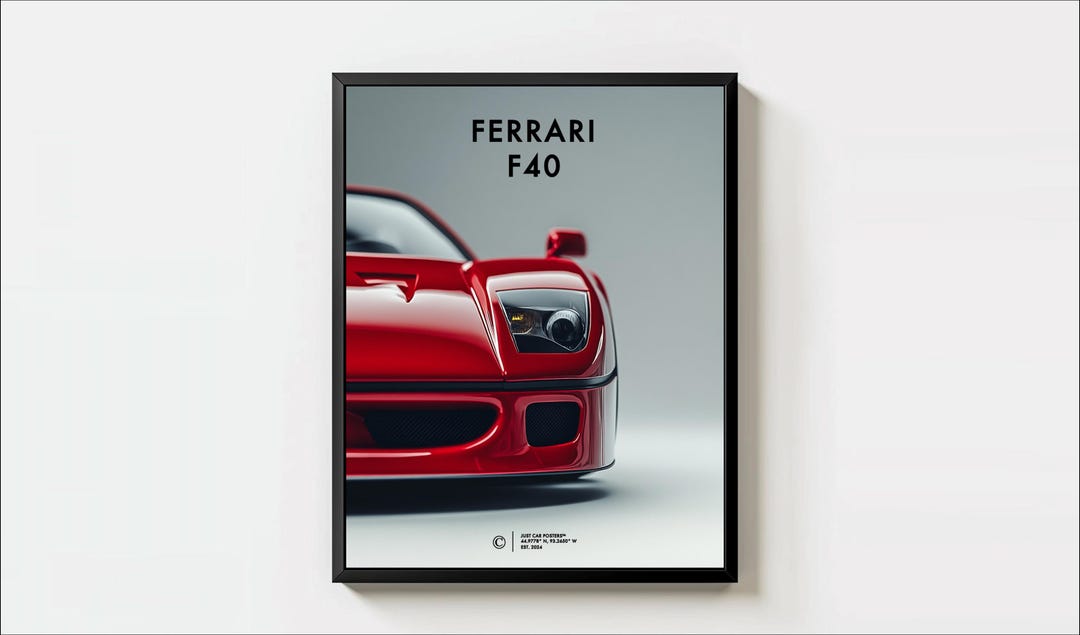 Ferrari F40 Poster, Ferrari F40 Super Car Posters, Car Photography ...