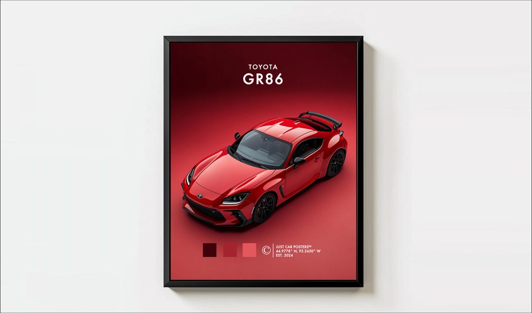 Toyota GR86 Poster Print, Super Car Posters, Car Photography, Toyota ...