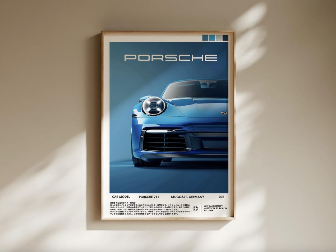 Porsche Poster, Vintage Porsche Print, German Car Wall Art, Magazine ...