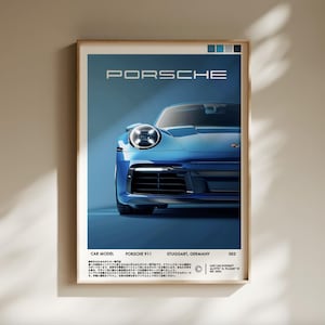 Porsche Poster, Vintage Porsche Print, German Car Wall Art, Magazine ...