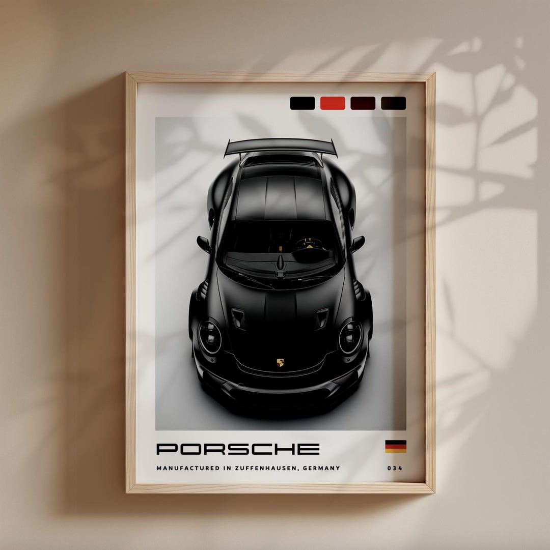 Porsche in Studio Print, German Car Wall Art, Car Magazine Poster ...