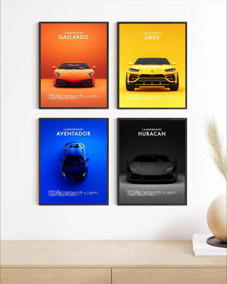 Lamborghini Car Posters, Urus, Gallardo, Aventador, Huracan Car Prints ...