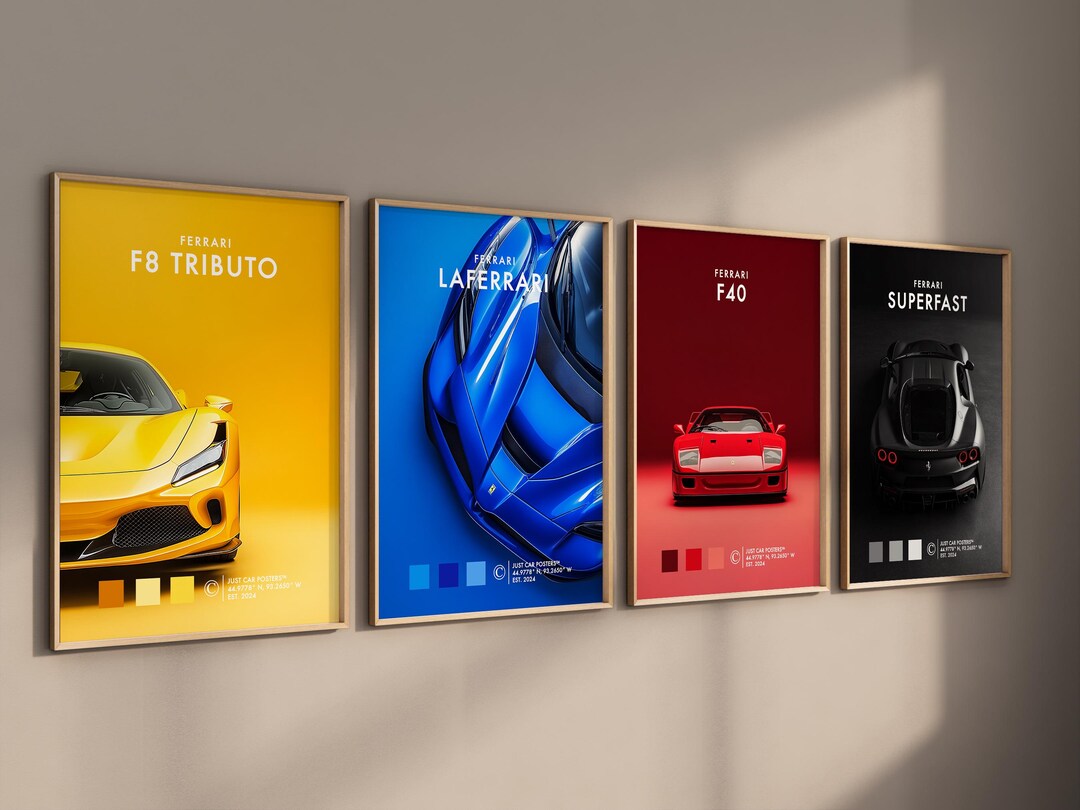 Super Car Posters, Ferrari Posters, Ferrari F40, Ferrari F8 Tributo ...