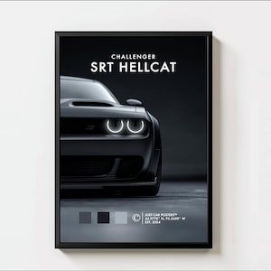 Dodge Challenger Poster, SRT Hellcat Wall Art, Magazine Car Poster ...