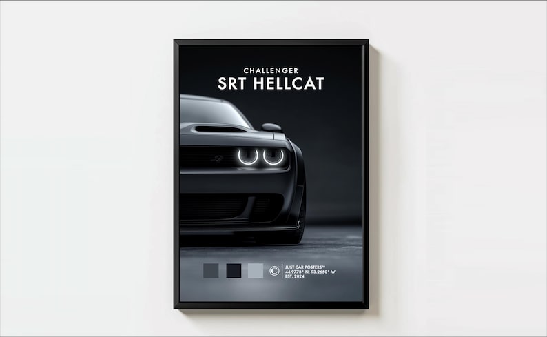 Dodge Challenger Poster, SRT Hellcat Wall Art, Magazine Car Poster ...