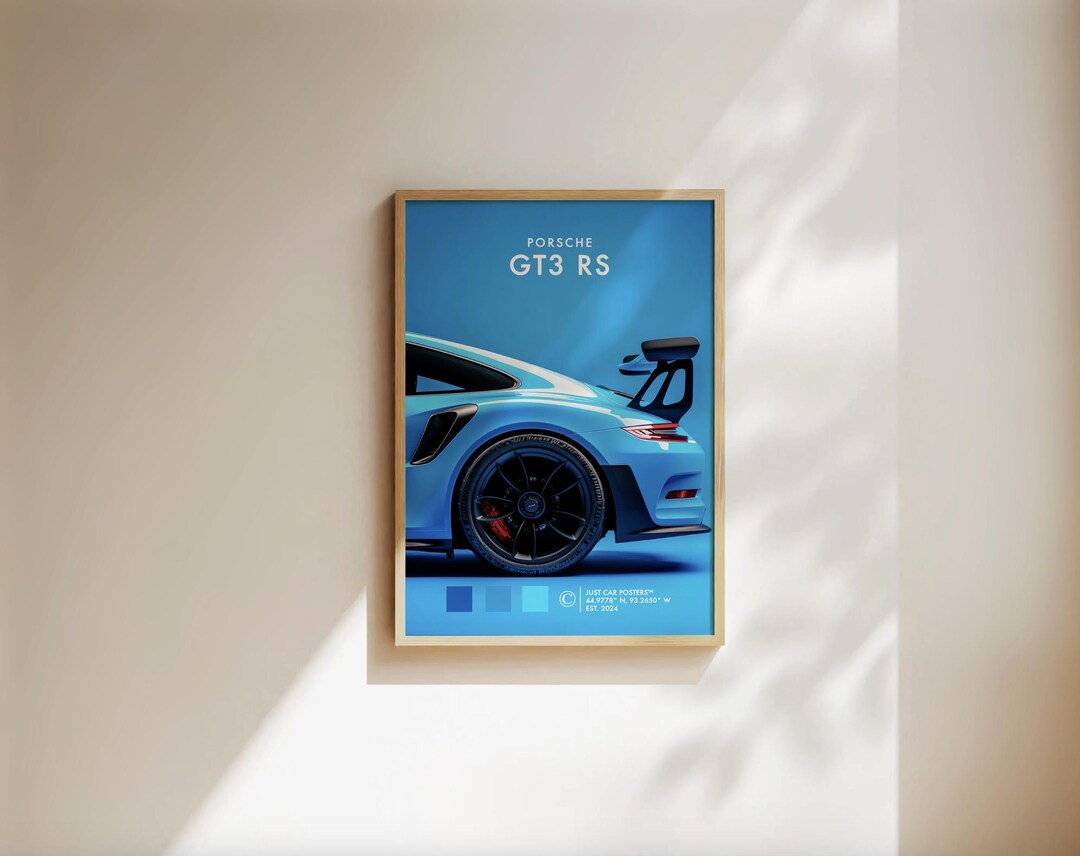 Porsche GT3 RS Poster, Sports Car Poster, Magazine Car Poster, Porsche ...