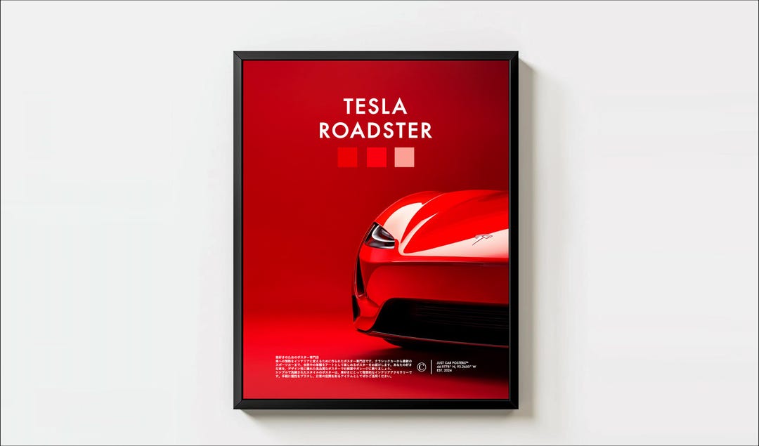 Tesla Roadster Poster, Tesla Roadster Super Car Posters, Car ...
