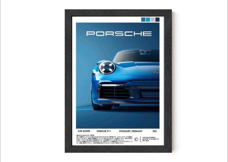 Porsche Poster, Vintage Porsche Print, German Car Wall Art, Magazine ...