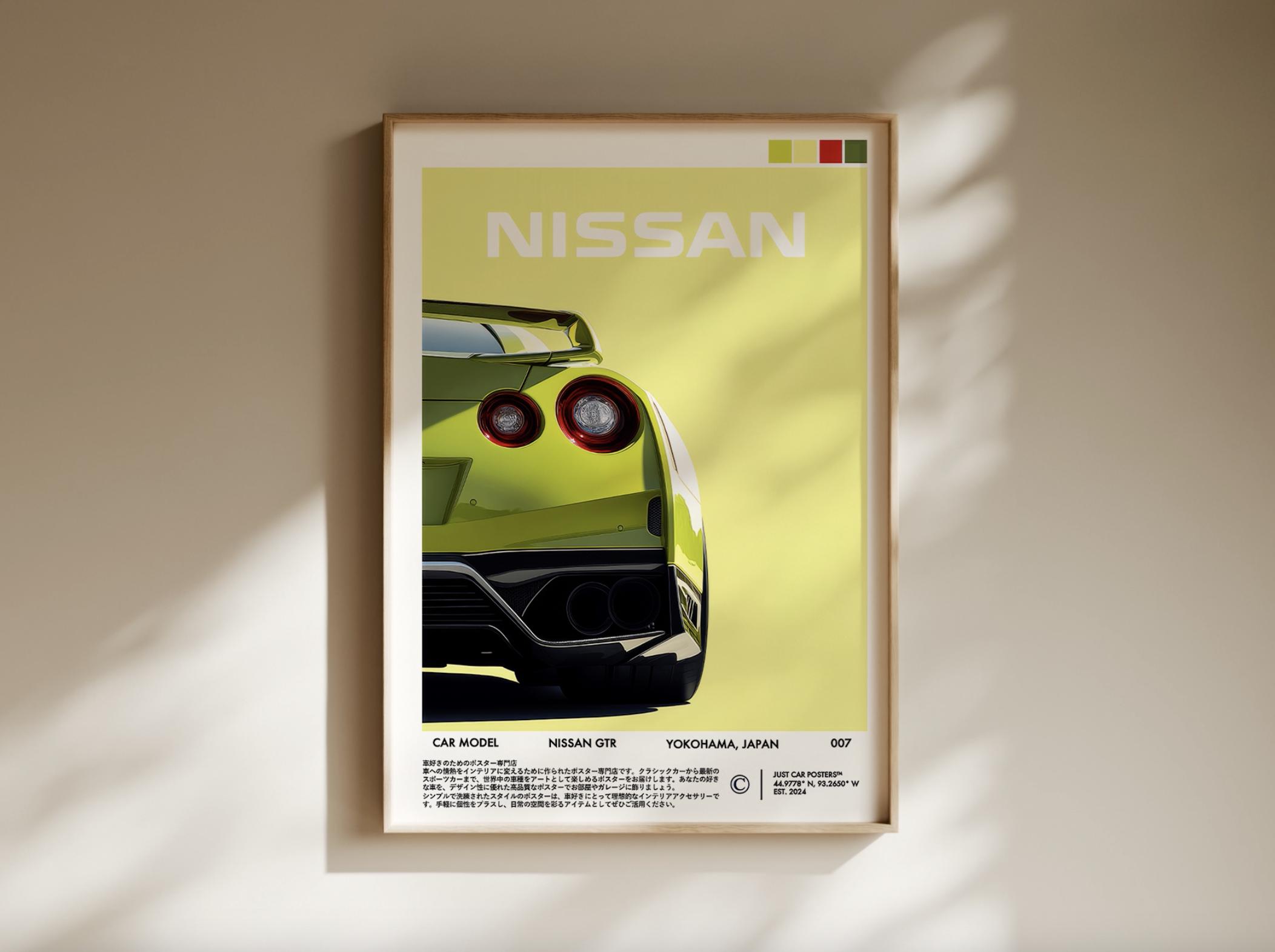 Nissan GTR Poster, Nissan Art Print, Sports Car Wall Art, Retro ...
