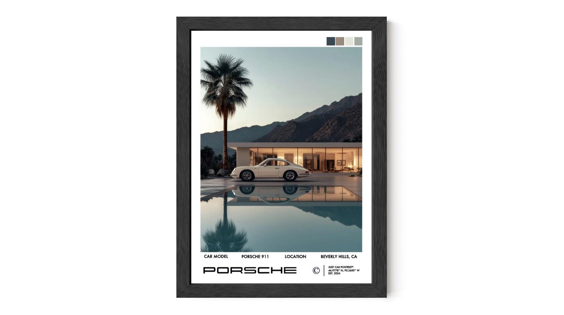 Vintage Porsche by the Pool, German Classic Car Wall Art, Retro ...