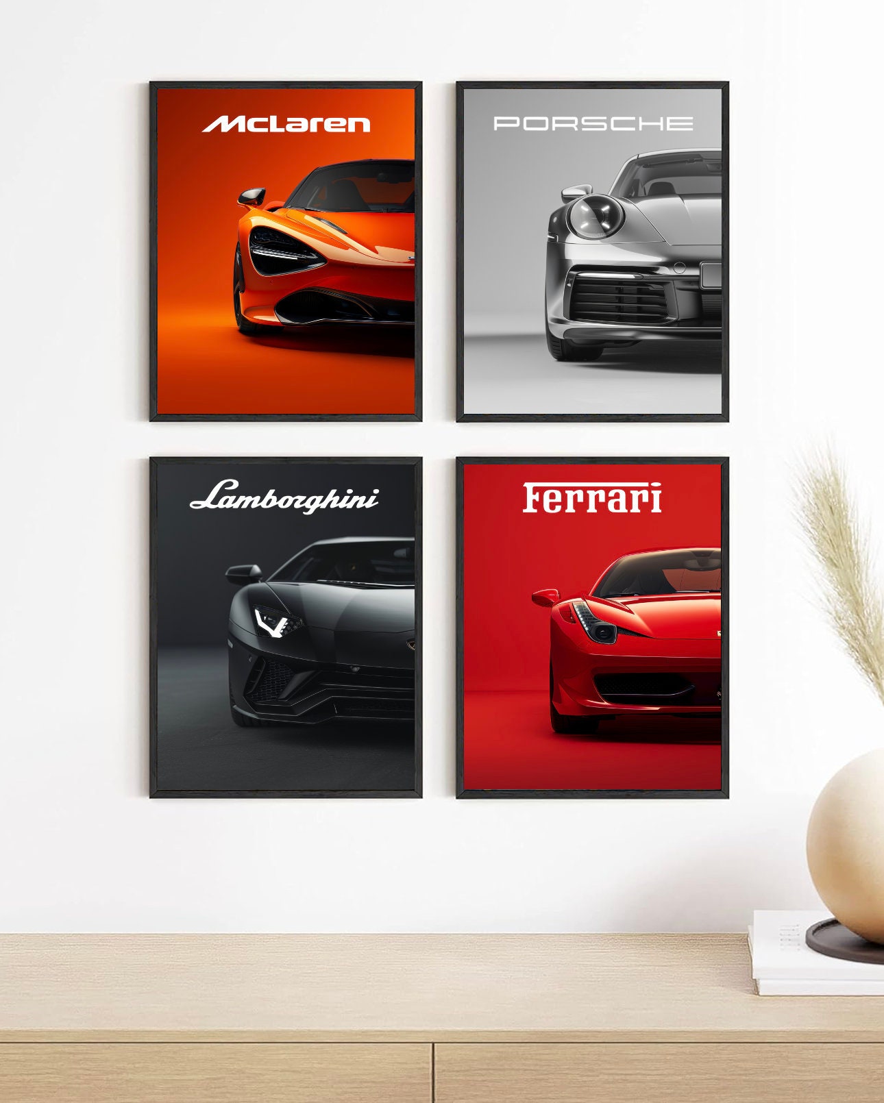 Sports Car Posters Mclaren 720s, Porsche 911, Lamborghini Aventador ...
