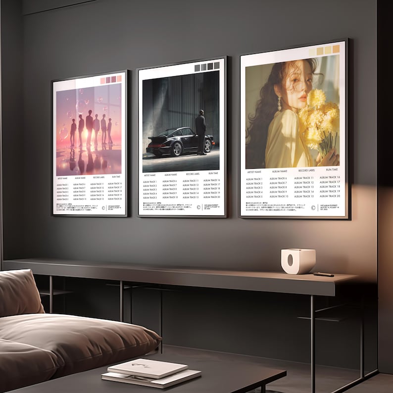Set of 3 Custom Album Poster Wall Art Home Decor Custom Music Gift ...