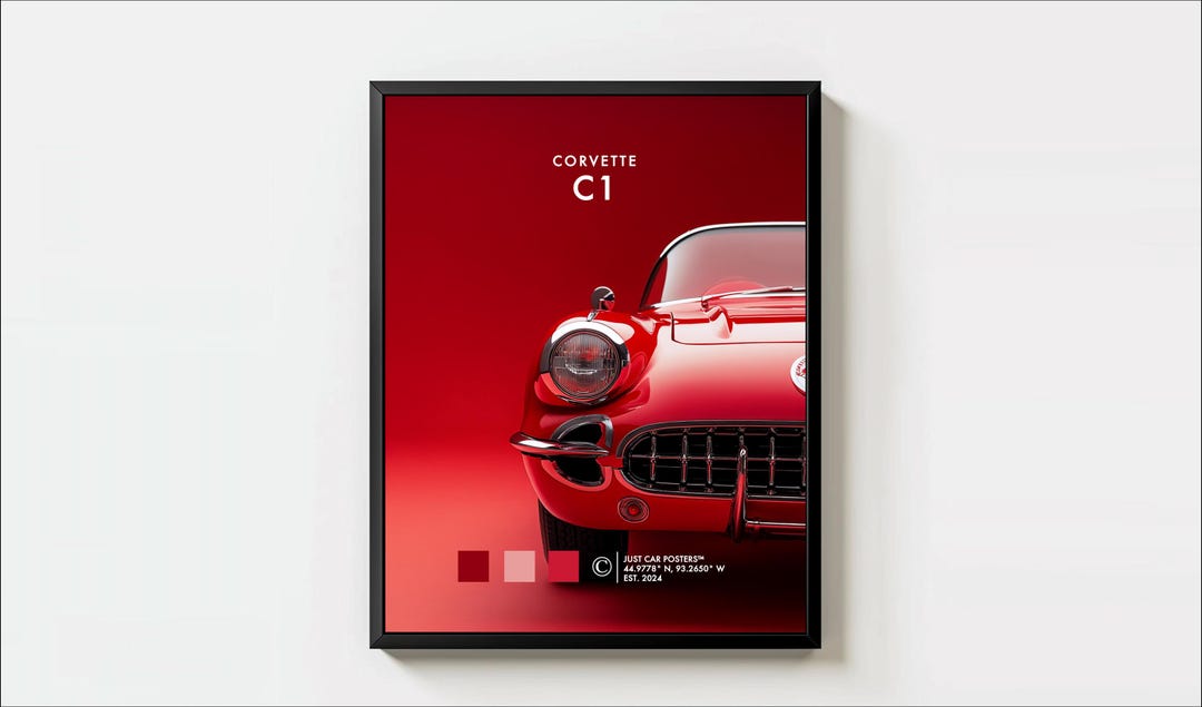 Classic Corvette Poster Print, Corvette Car Posters, Corvette C1 ...